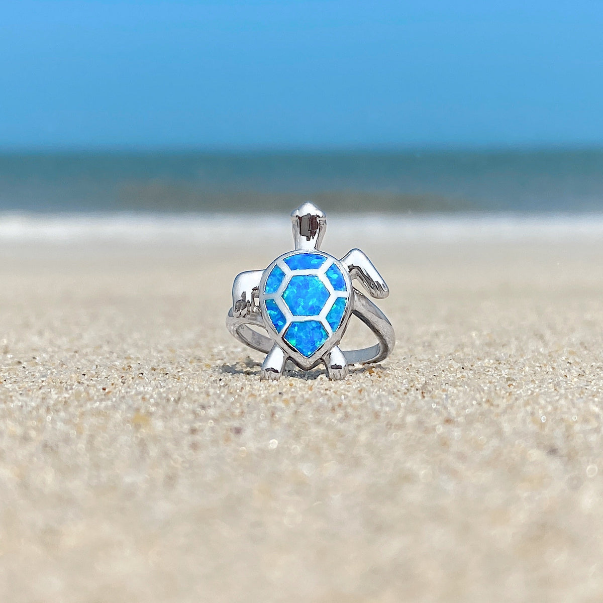 Opal Swimming Sea Turtle Ring – GoBeachy